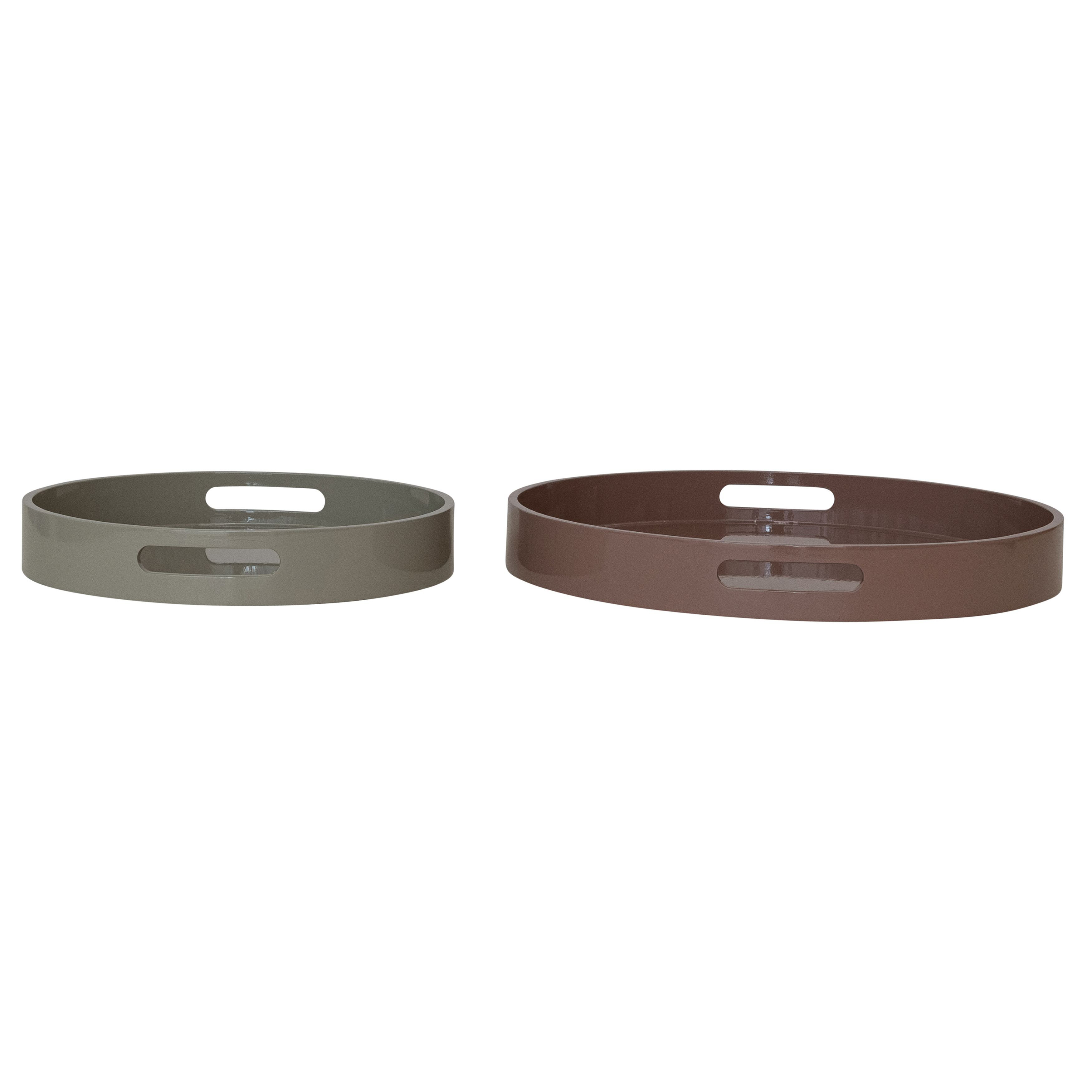 George Oliver Lacquered Wood Round Trays With Handles - Wayfair Canada