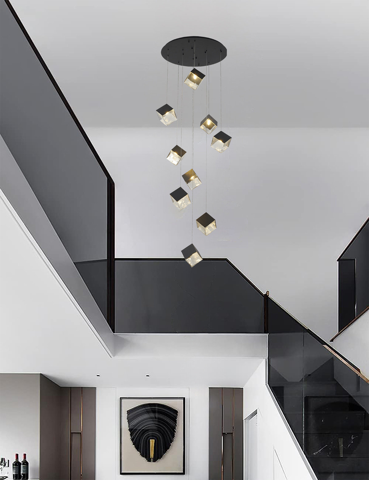 Hokku Designs Modern 9-Light Cube Glass Chandelier | Wayfair