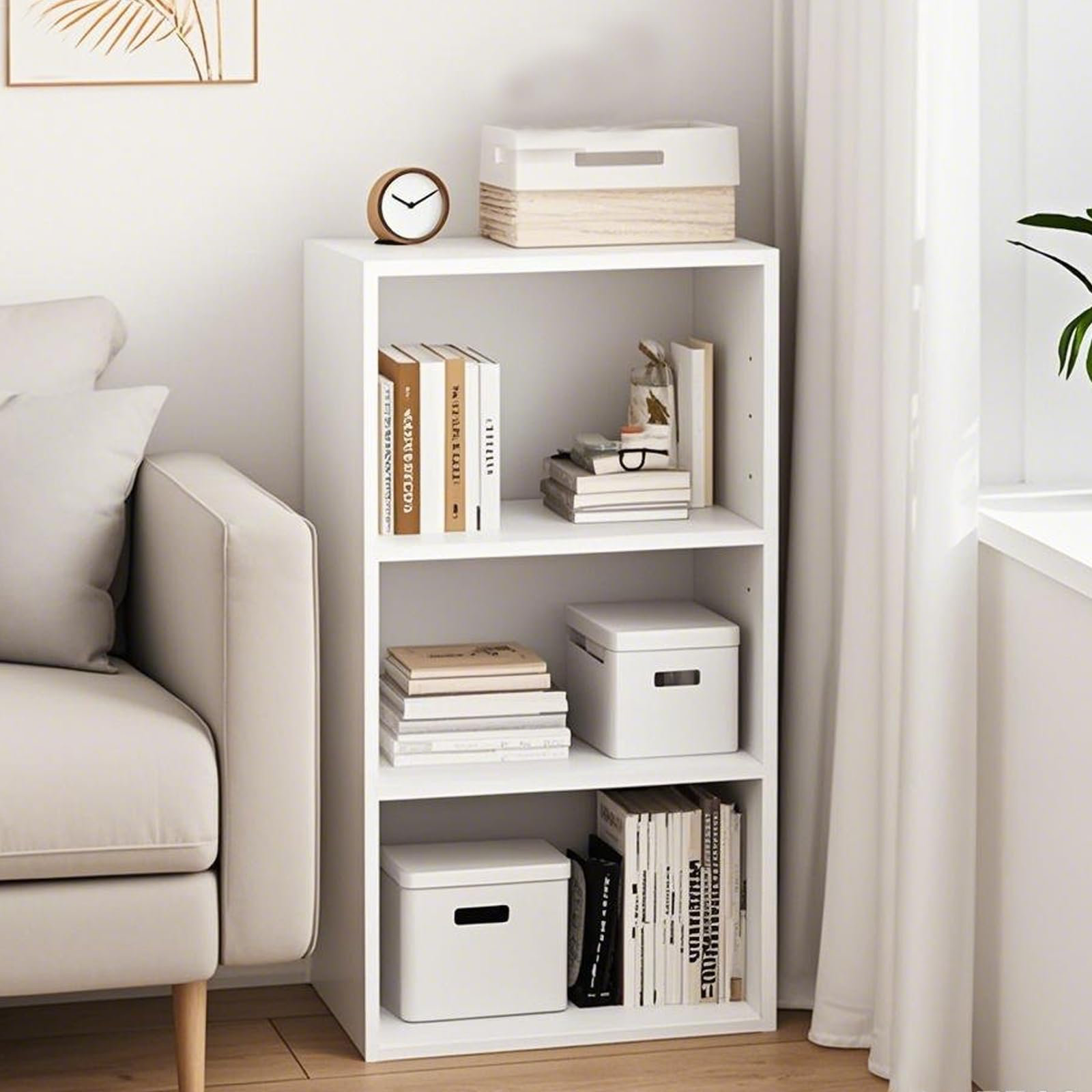 Latitude Run® 3 Tier Bookcase, Small Open Bookshelf, Wooden Storage ...