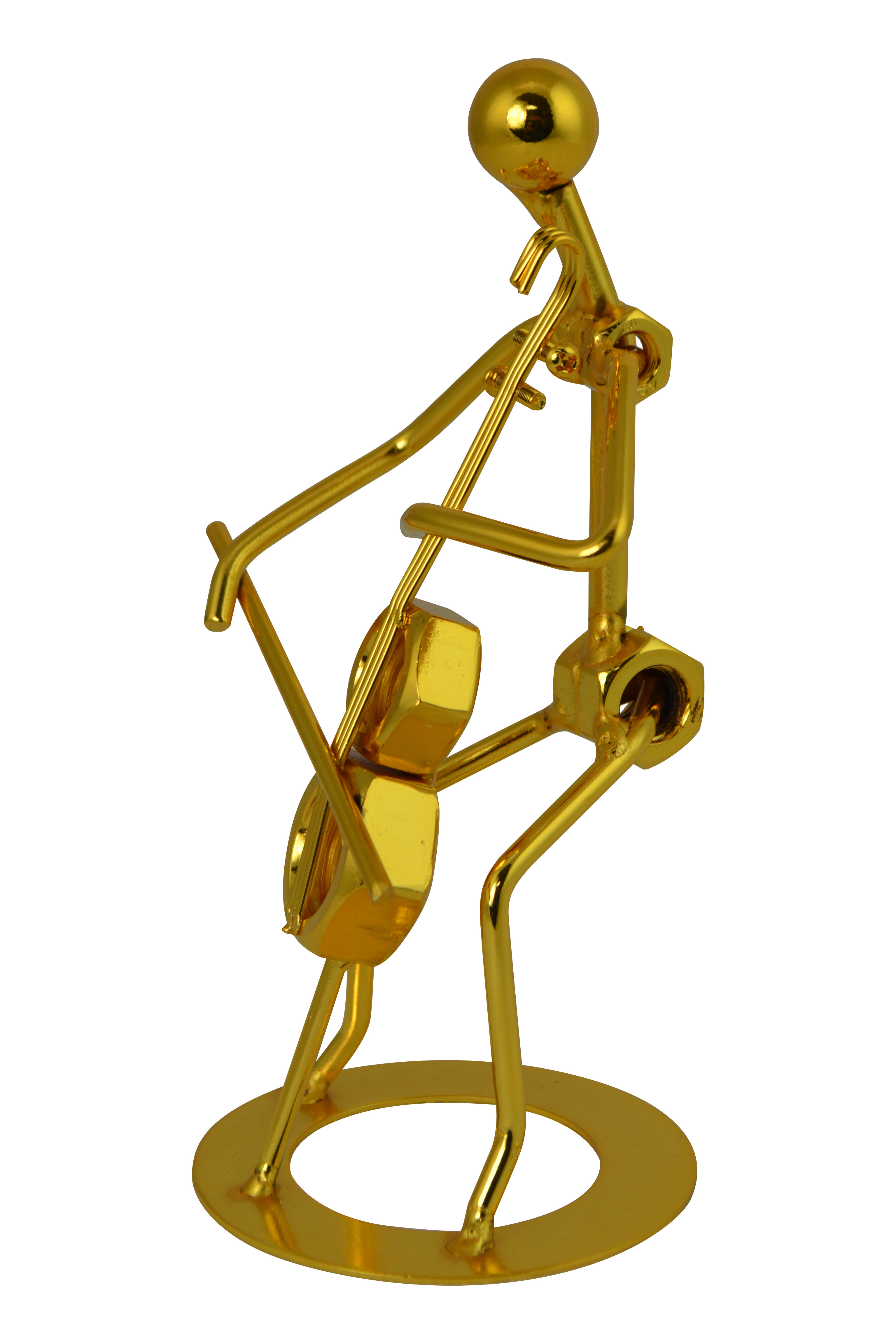 Three Star Im/Ex Inc. 7" Gold Metal Cello Player Figurine | Wayfair