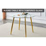 Latitude Run® 40 - Inch Round Clear Glass Dining Table With Golden ...