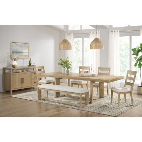 Emerald Home Furnishings Ashal 6 Person Solid Wood Trestle Dining Set ...
