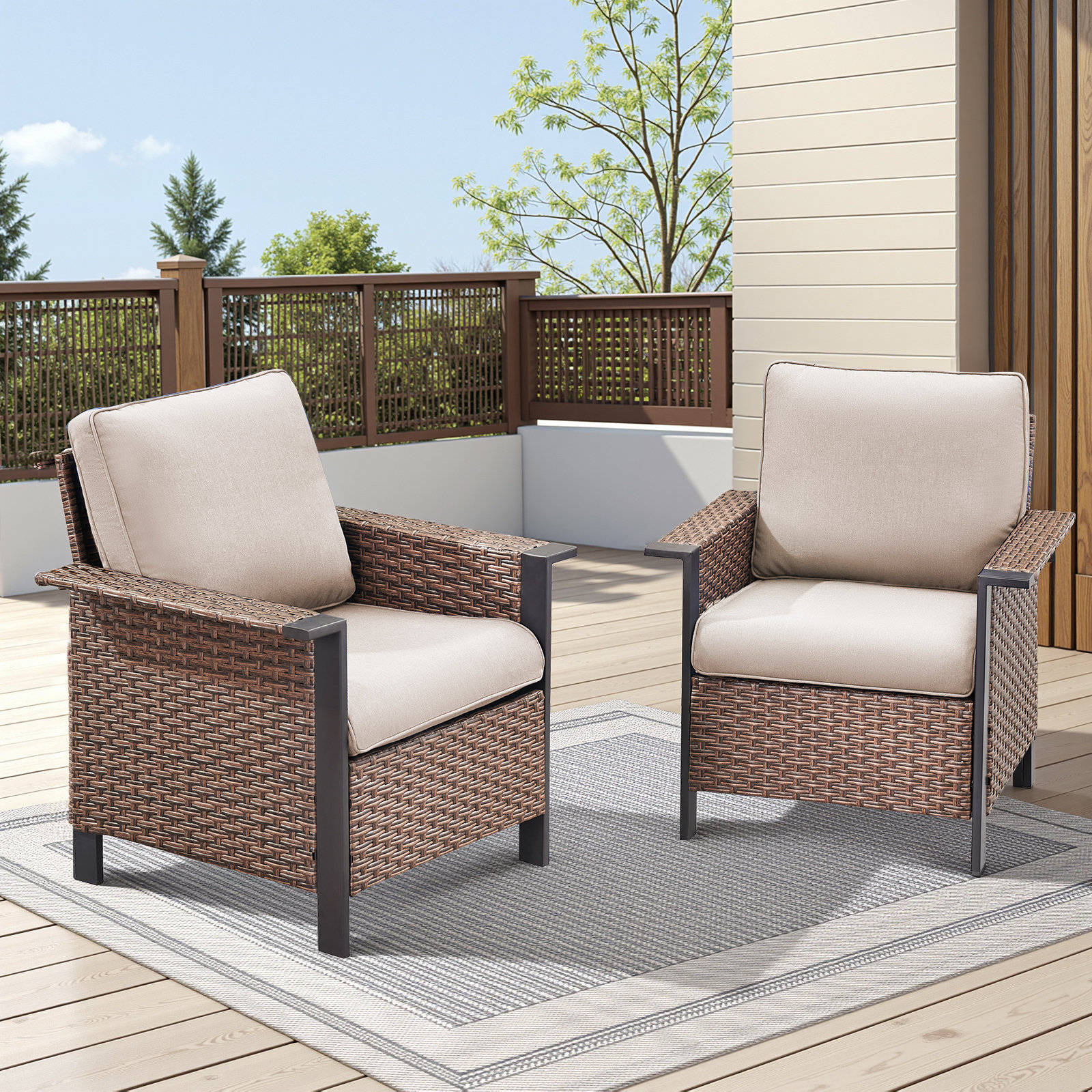 Latitude Run® 2 Pieces Wicker Bistro Set, Patio Porch Furniture, All ...