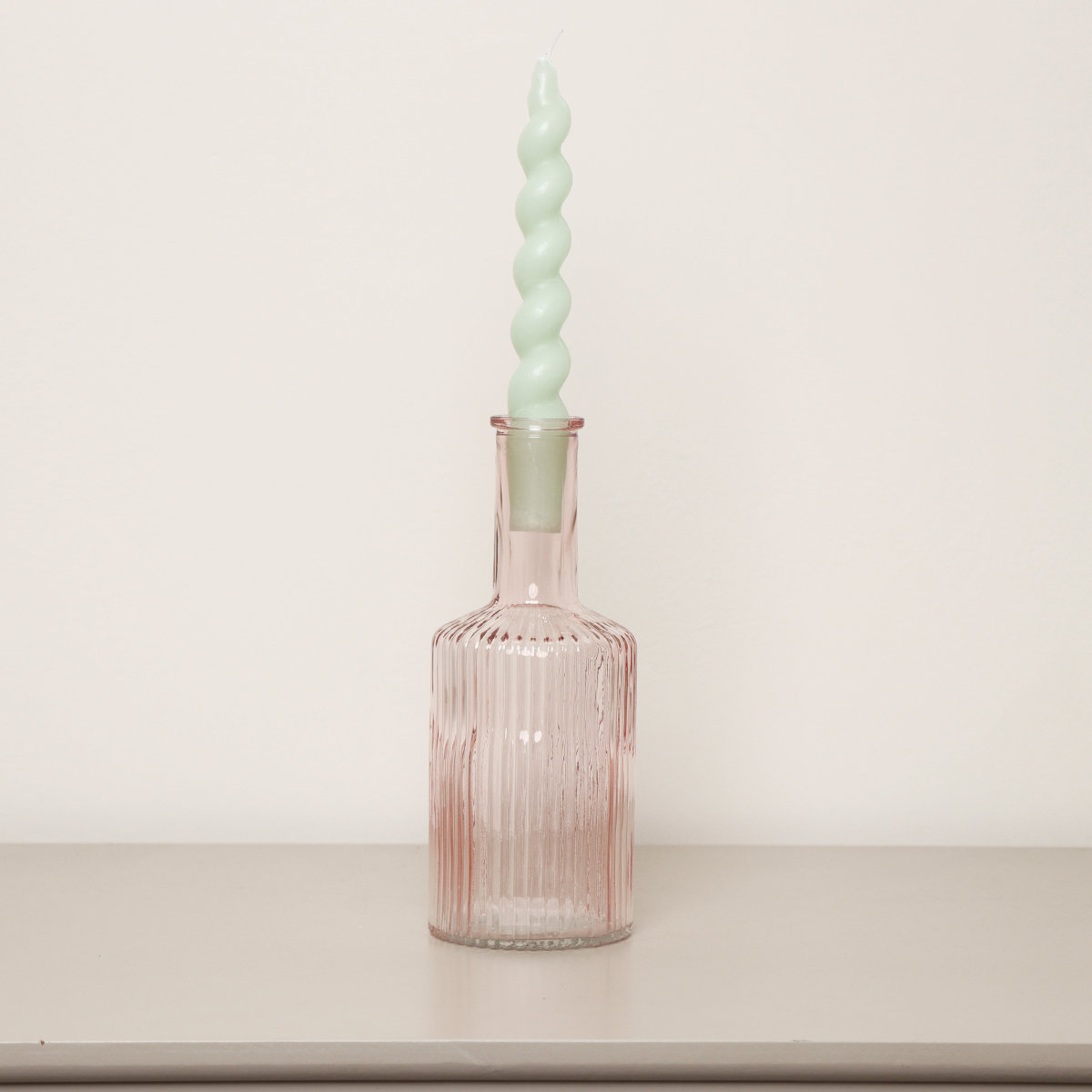 17 Stories Pale Pink Ribbed Glass Bottle Vase - 20Cm | Wayfair.co.uk