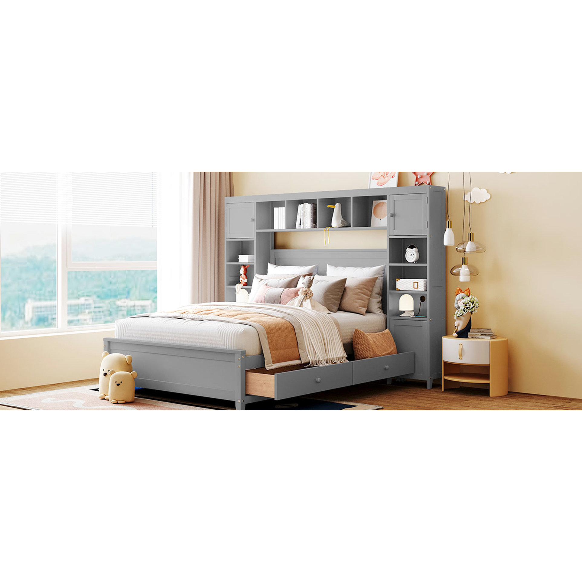 Red Barrel Studio® Luxurious Queen Bed With Built-in Sockets And Ample ...