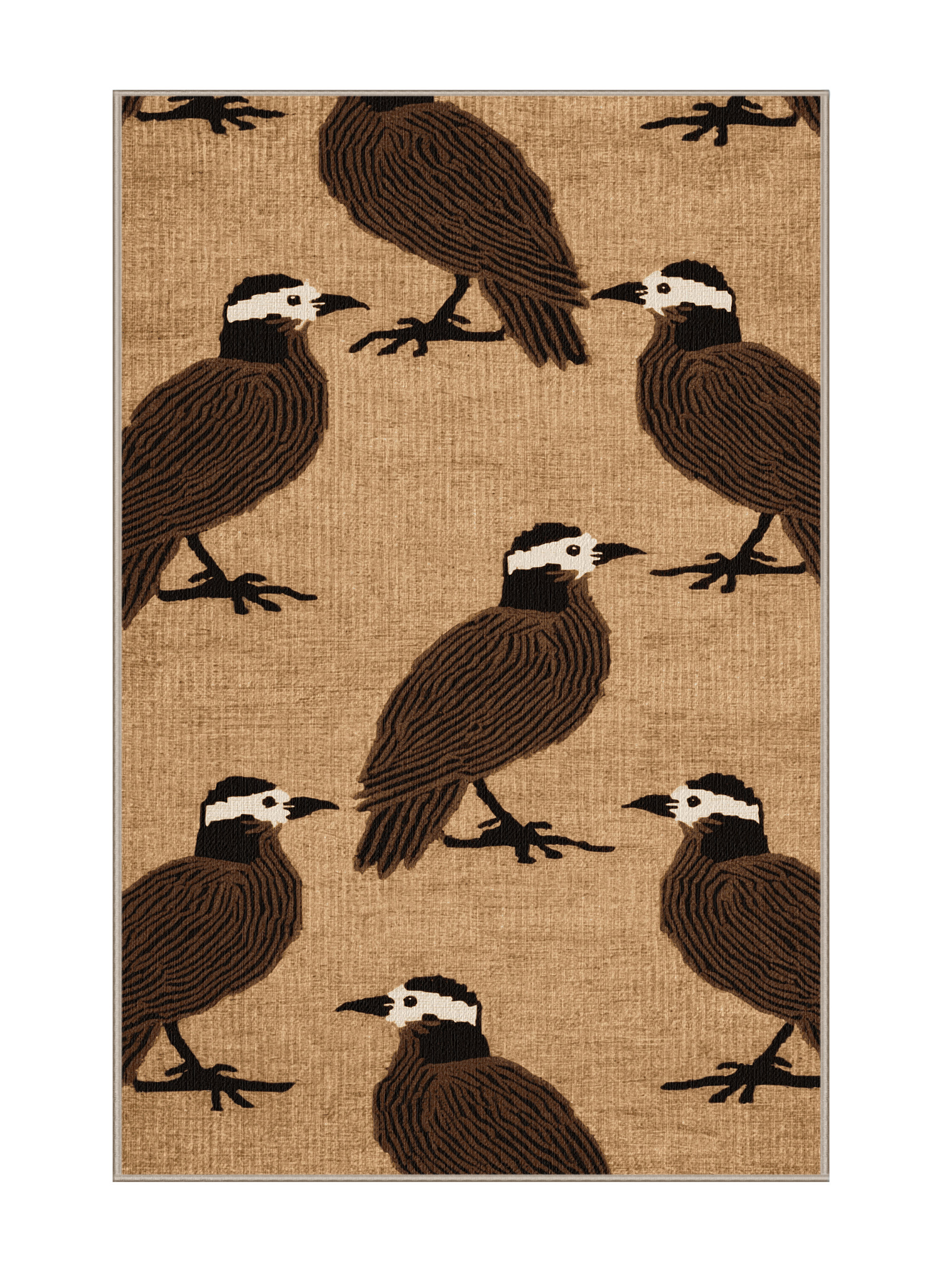 One Allium Way® Washable Brown Noddy Birds Area Rug | Wayfair