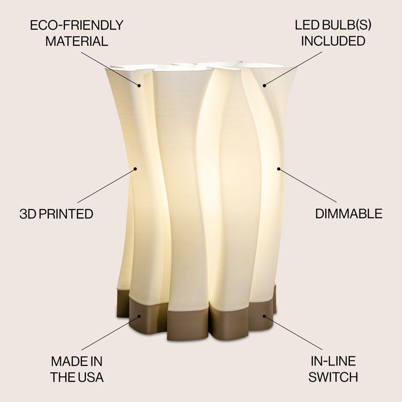 AllModern Flame 13.5" Modern Teagan Plant-Based PLA 3D Printed Dimmable ...