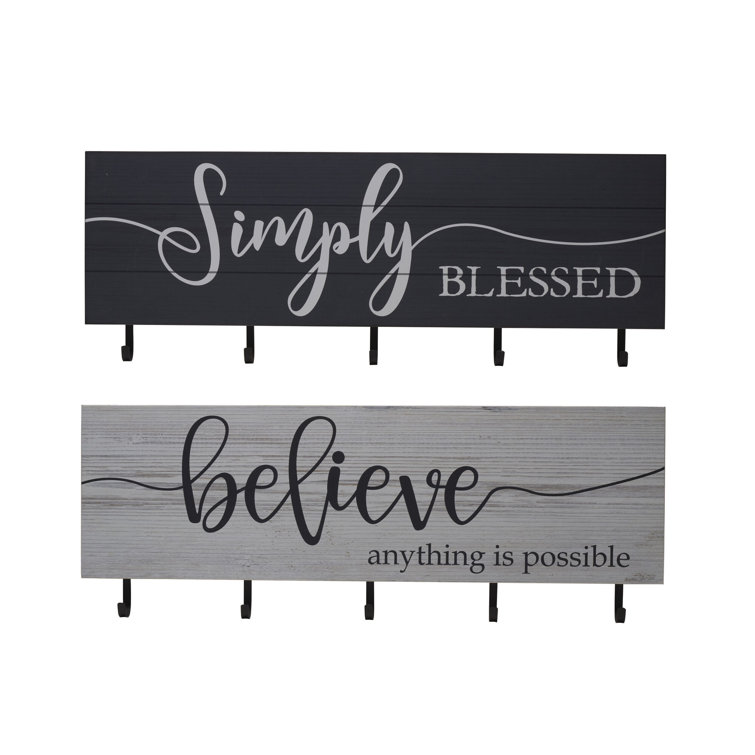 Melannco 2 Pieces Sentiment Wall Hooks For Wall Display, 32x12 Inch ...