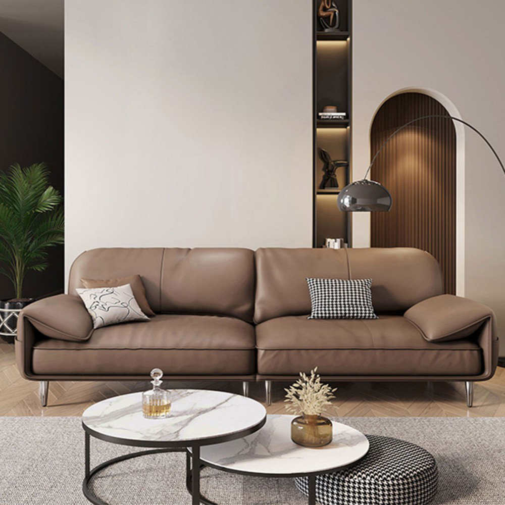 Wren Decors Coffee Genuine Leather 3 - Piece Living Room Set | Wayfair