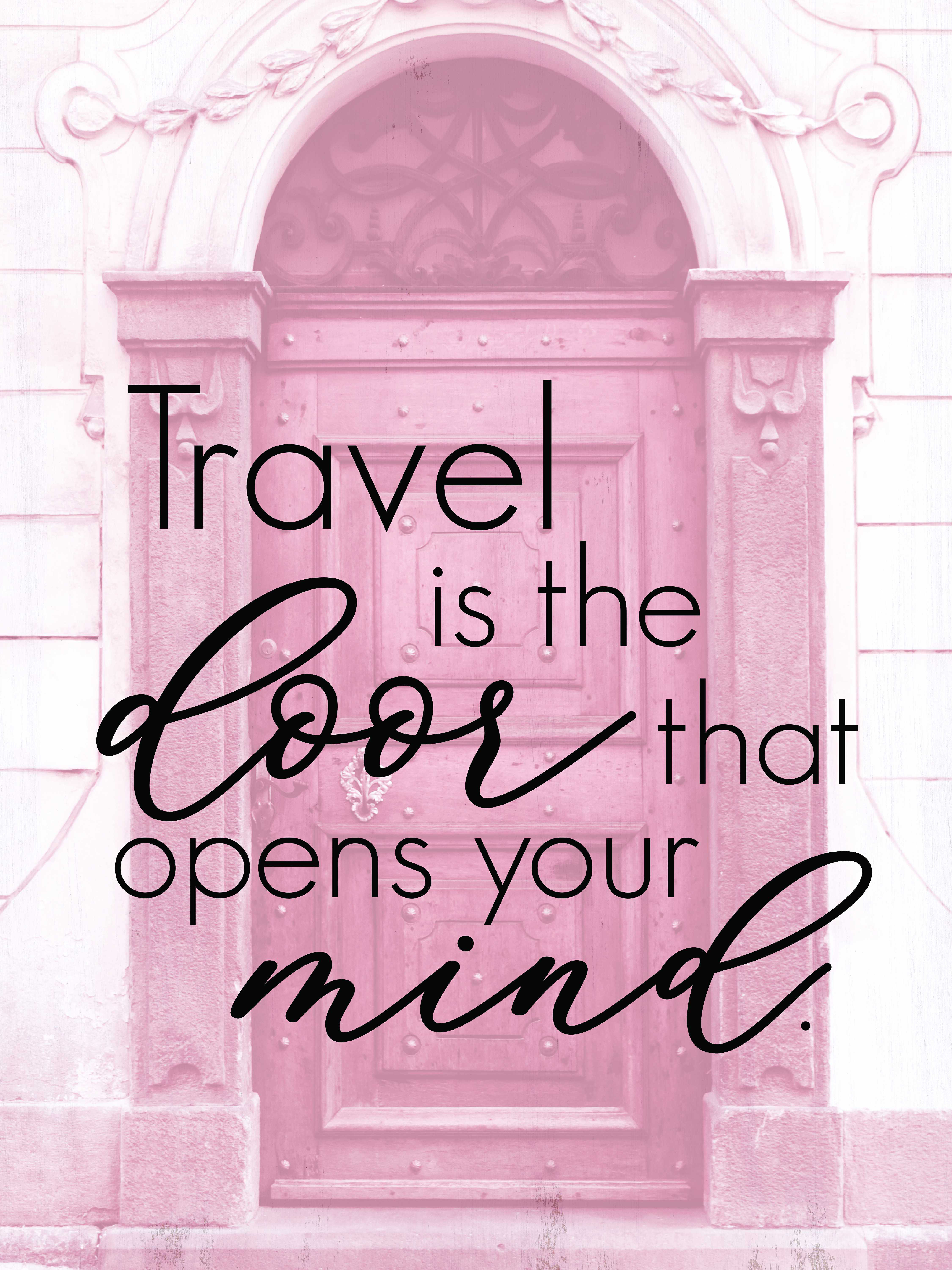 Trinx Pink Door Travel Opens Mind - Wrapped Canvas Print | Wayfair