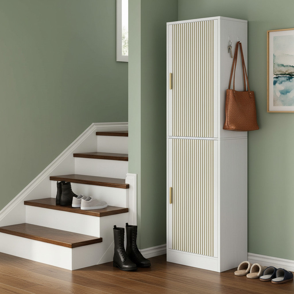 Hokku Designs 28 Pair Shoe Storage Cabinet, 10-Tier Narrow Tall Shoe ...