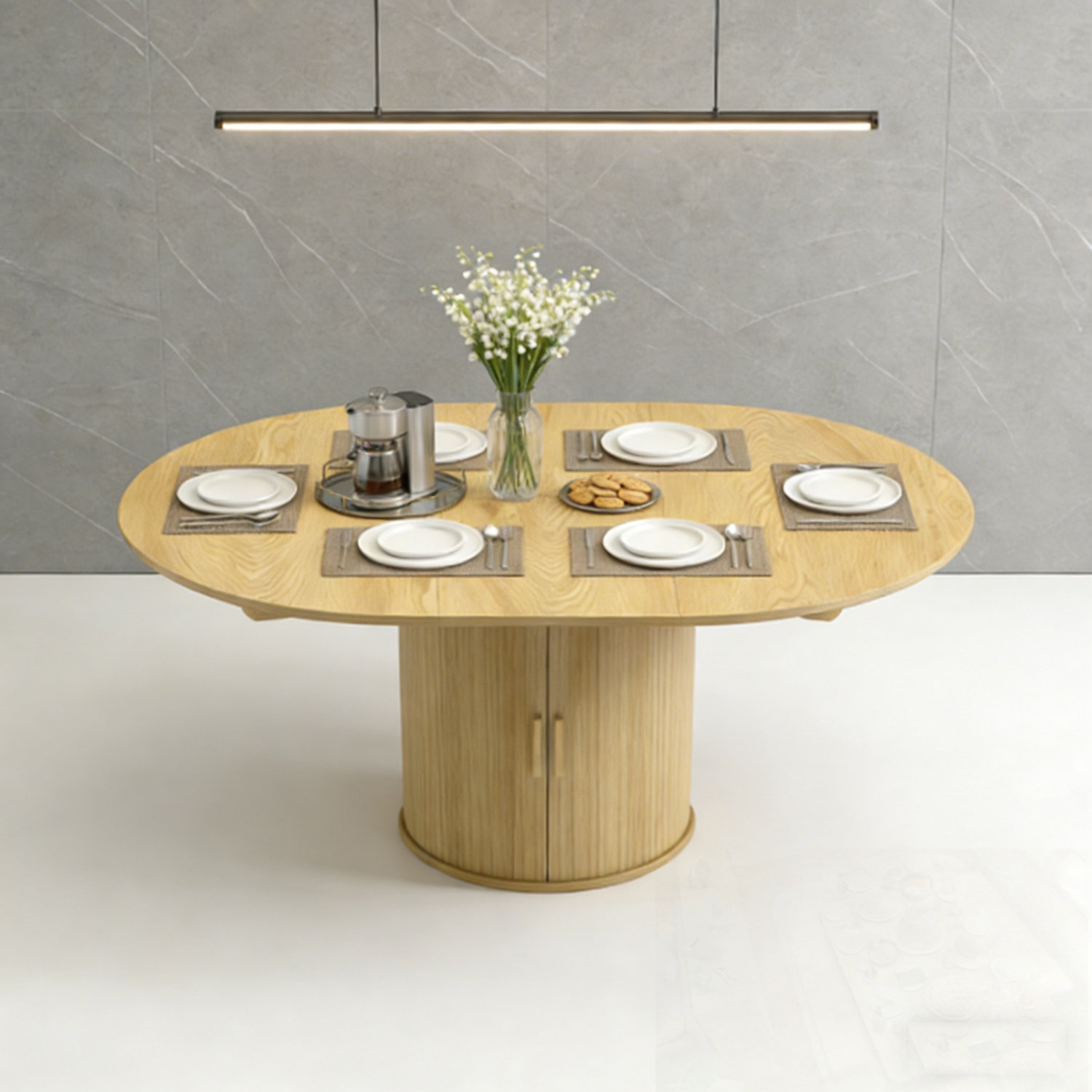 Latitude Run® Dining table with Removable leaf and storage cabinet ...