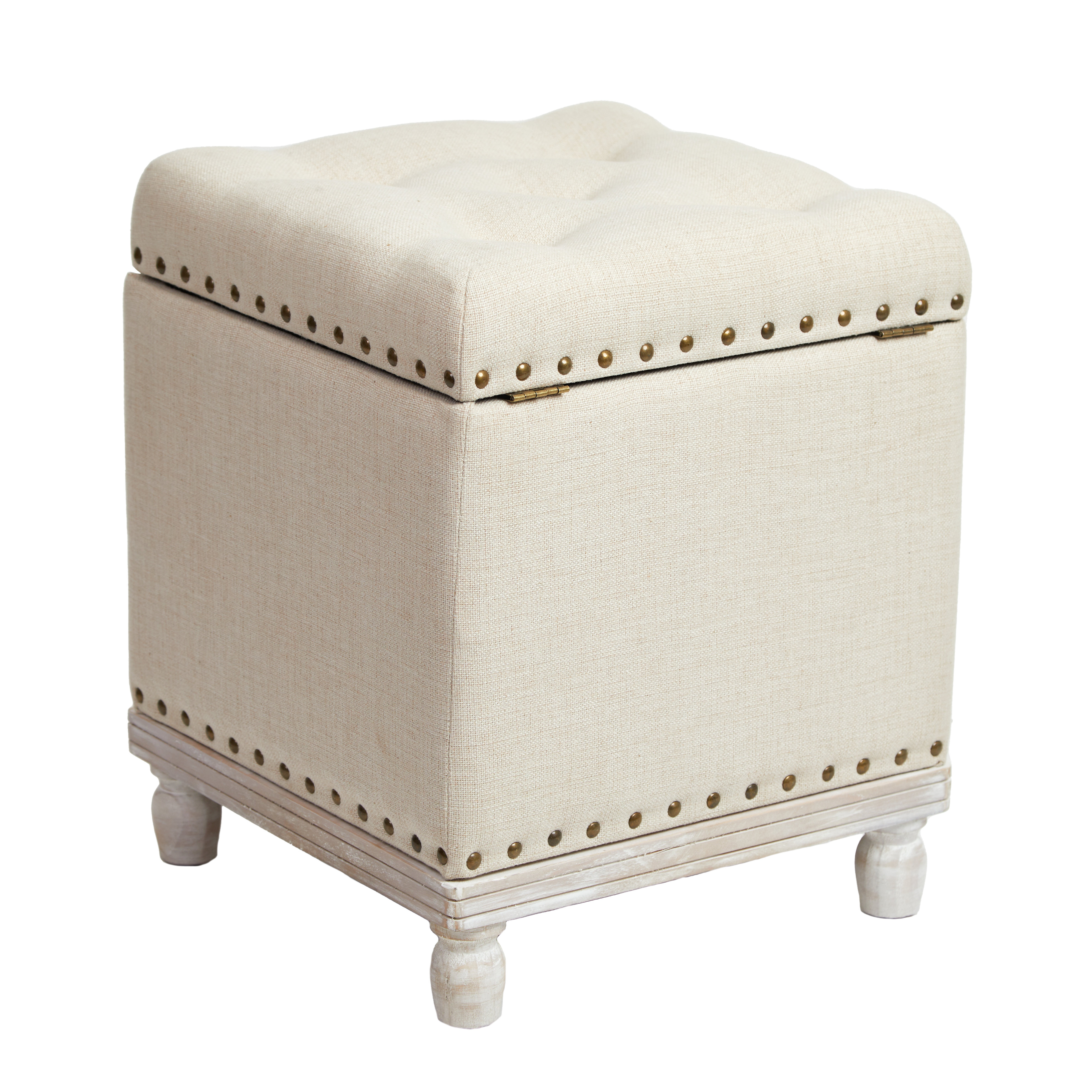 Red Barrel Studio® 15.7" Wide Storage Ottoman Trunk Box, Tufted Square ...