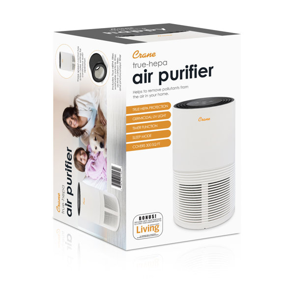 Crane USA Air Purifier UV Light for Up To 300 Sq. Ft. with HEPA filter ...