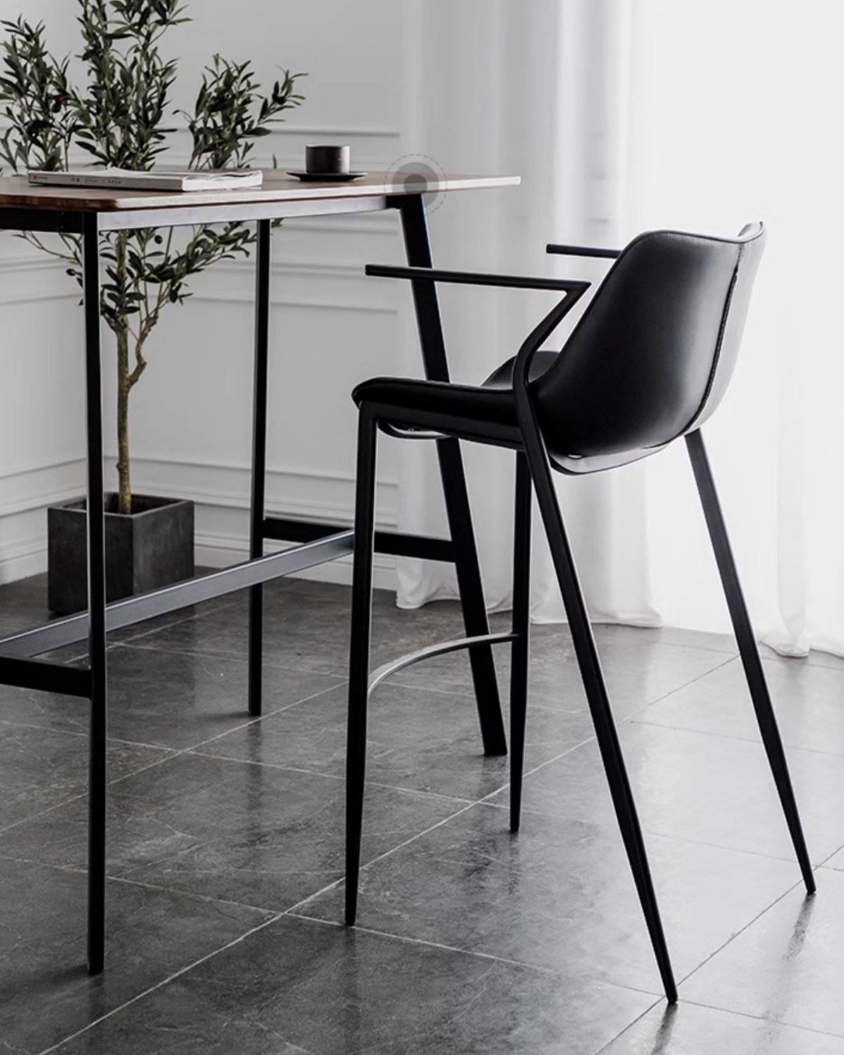 Orren Ellis Modern And Simple Saddle Leather Backrest Bar Stools | Wayfair