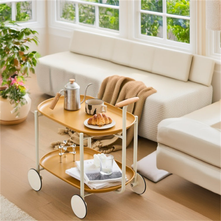 Ebern Designs Sayonara Movable Coffee Table, Leisure Small Pushcart ...