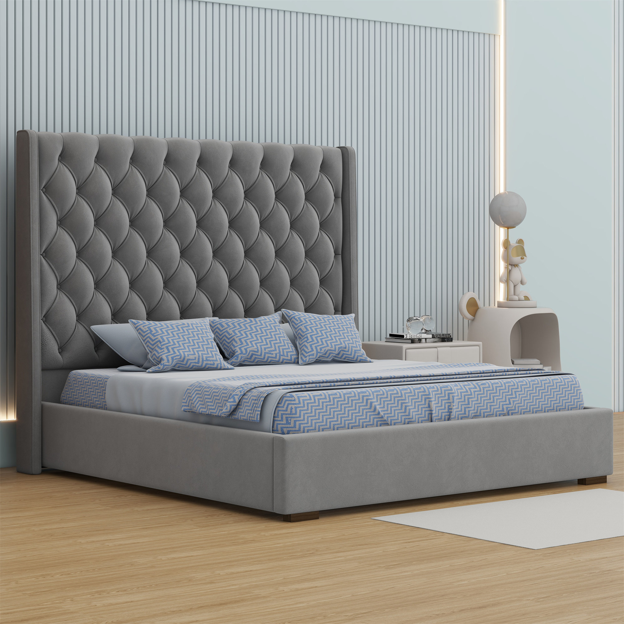 Red Barrel Studio Tall Headboard Upholstered Bed With Handmade Deep ...