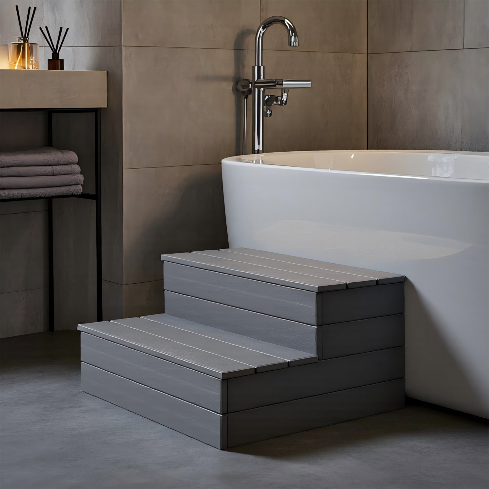 CONTIS Marches de spa en plastique d'aspect bois de qualité supérieure avec support de 600 lb et ...