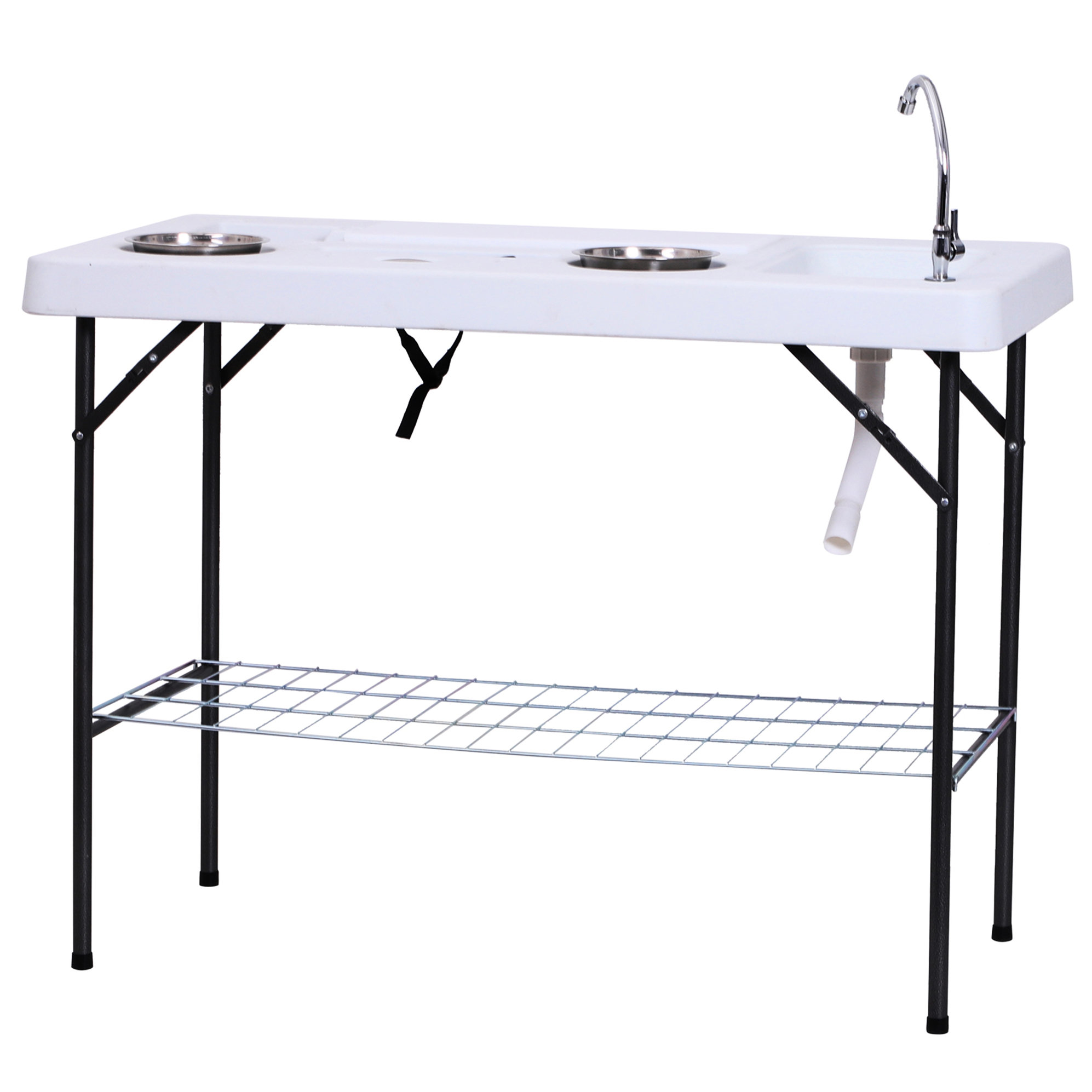 17 Stories Folding Fish Cleaning Table With Sink, Camping Faucet ...