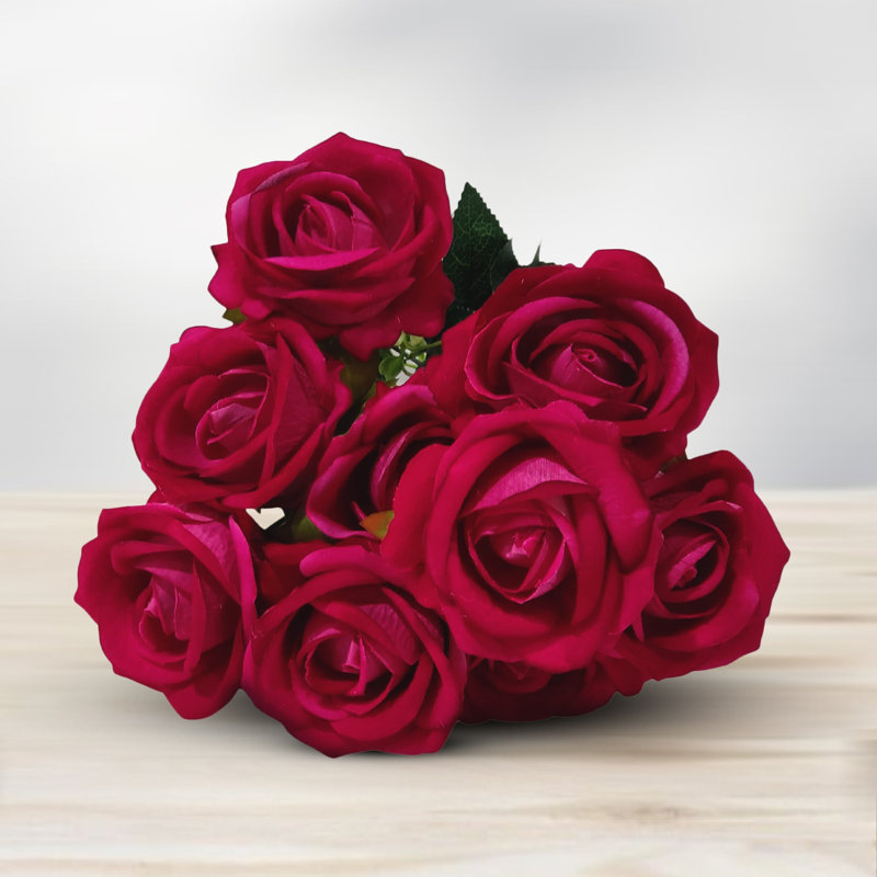 Primrue Luxurious Real-Touch Red Faux Rose Ensemble, 9pc, 38 cm | Wayfair