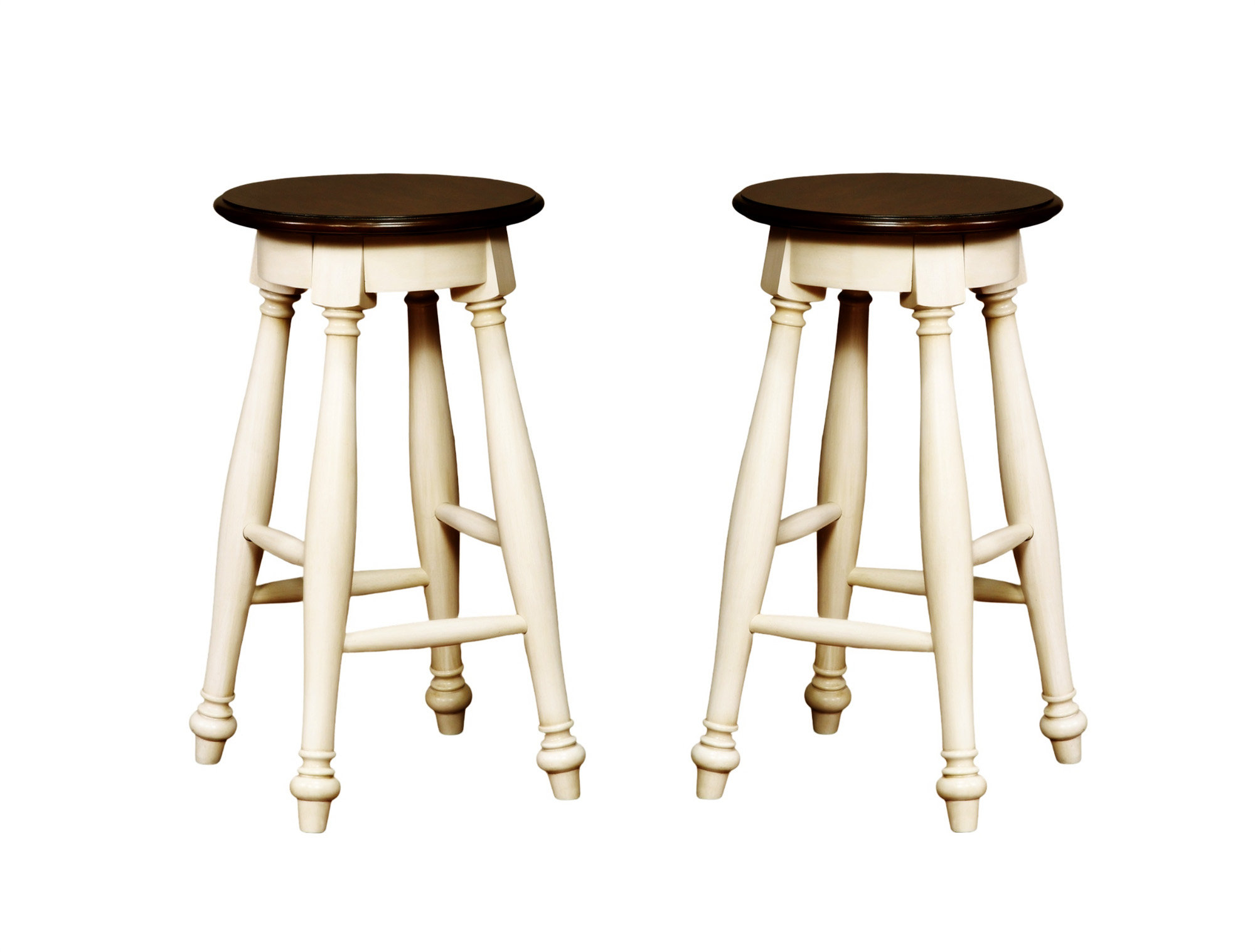 Rosalind Wheeler Off-White 2Pc Stools Transitional Style Solid Wood ...