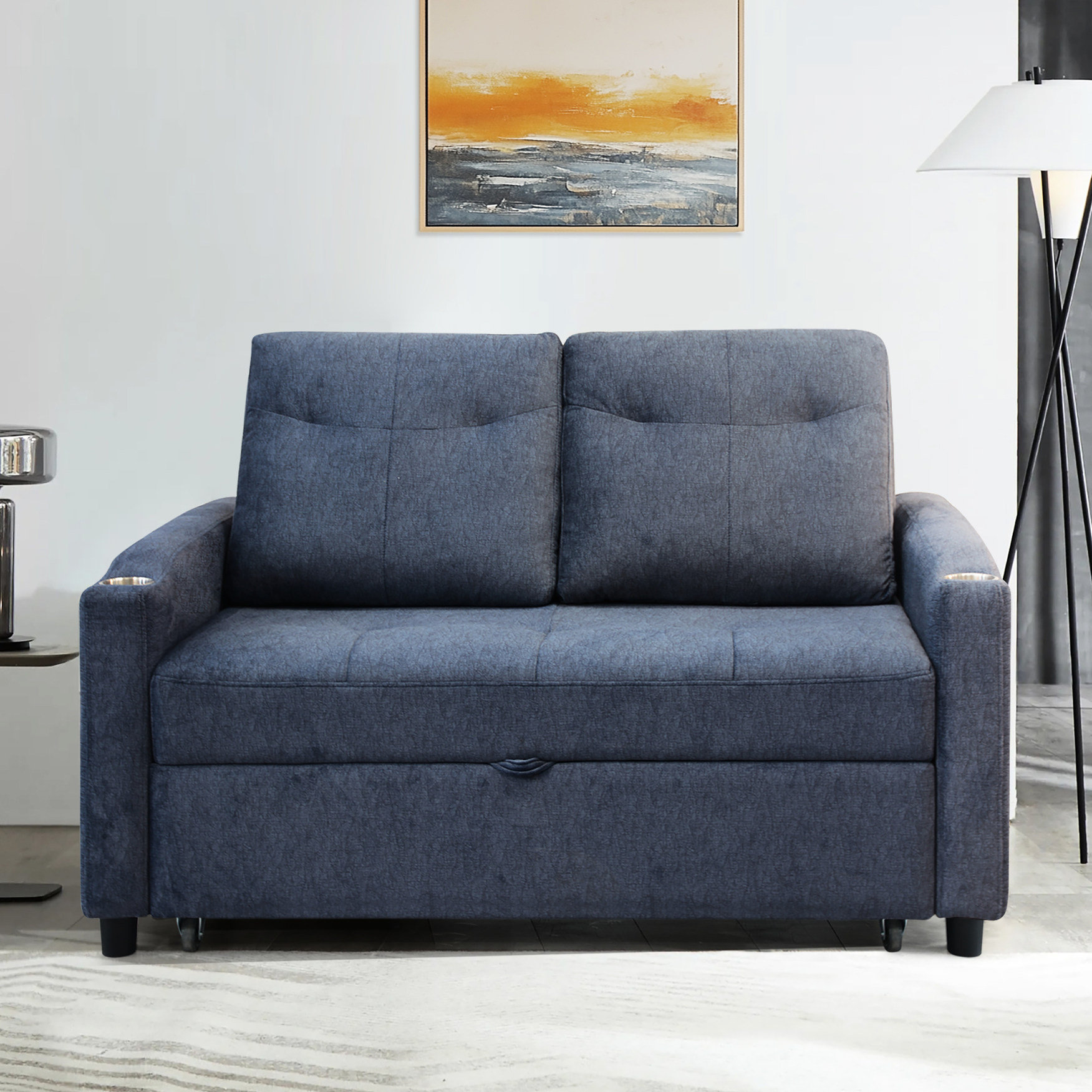 Ebern Designs Comfortable Bed With Pullout Function And Cushion Linen ...