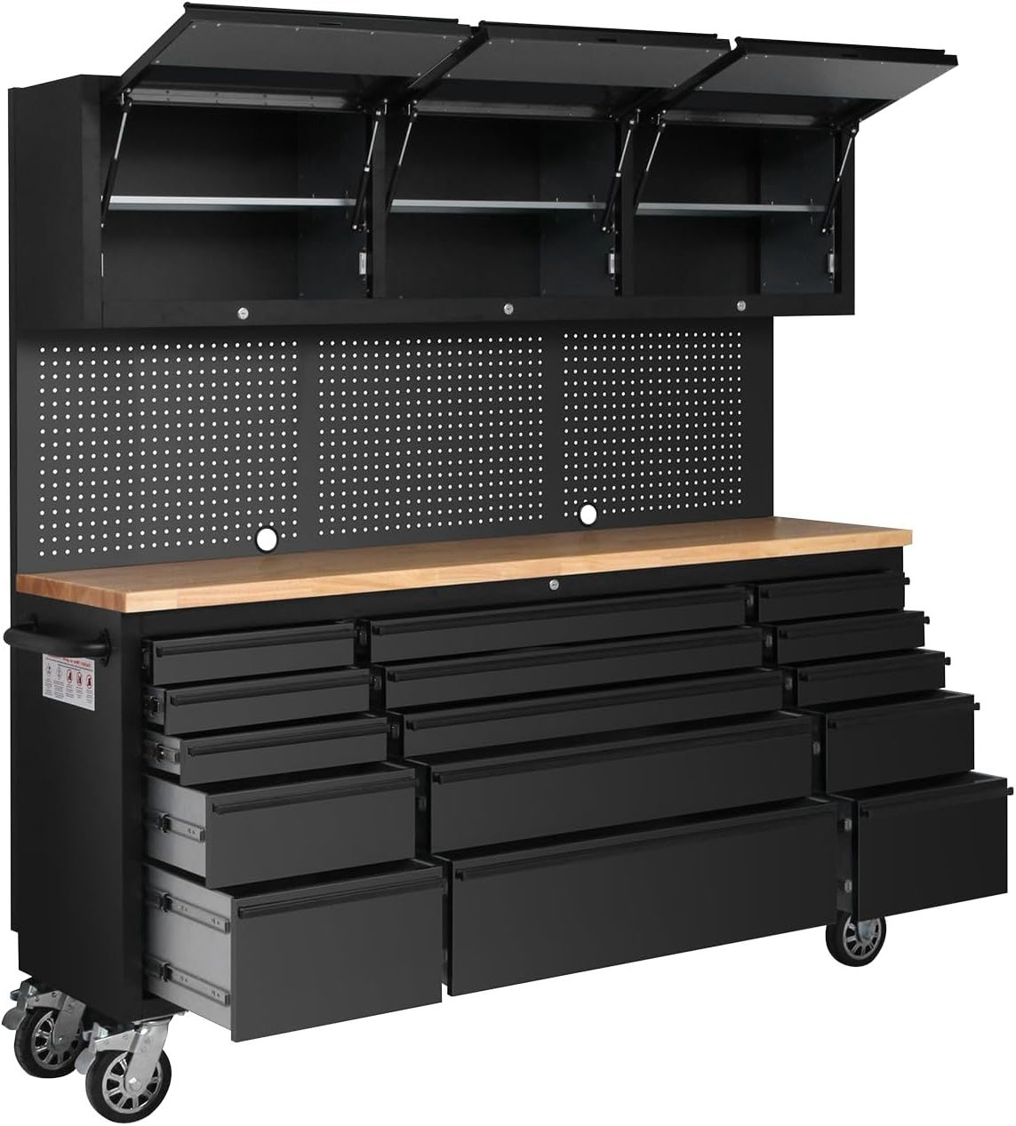 Zstar 72Inch Rolling Tool Chest, 15 Drawers Mobile Workbench With 3 ...