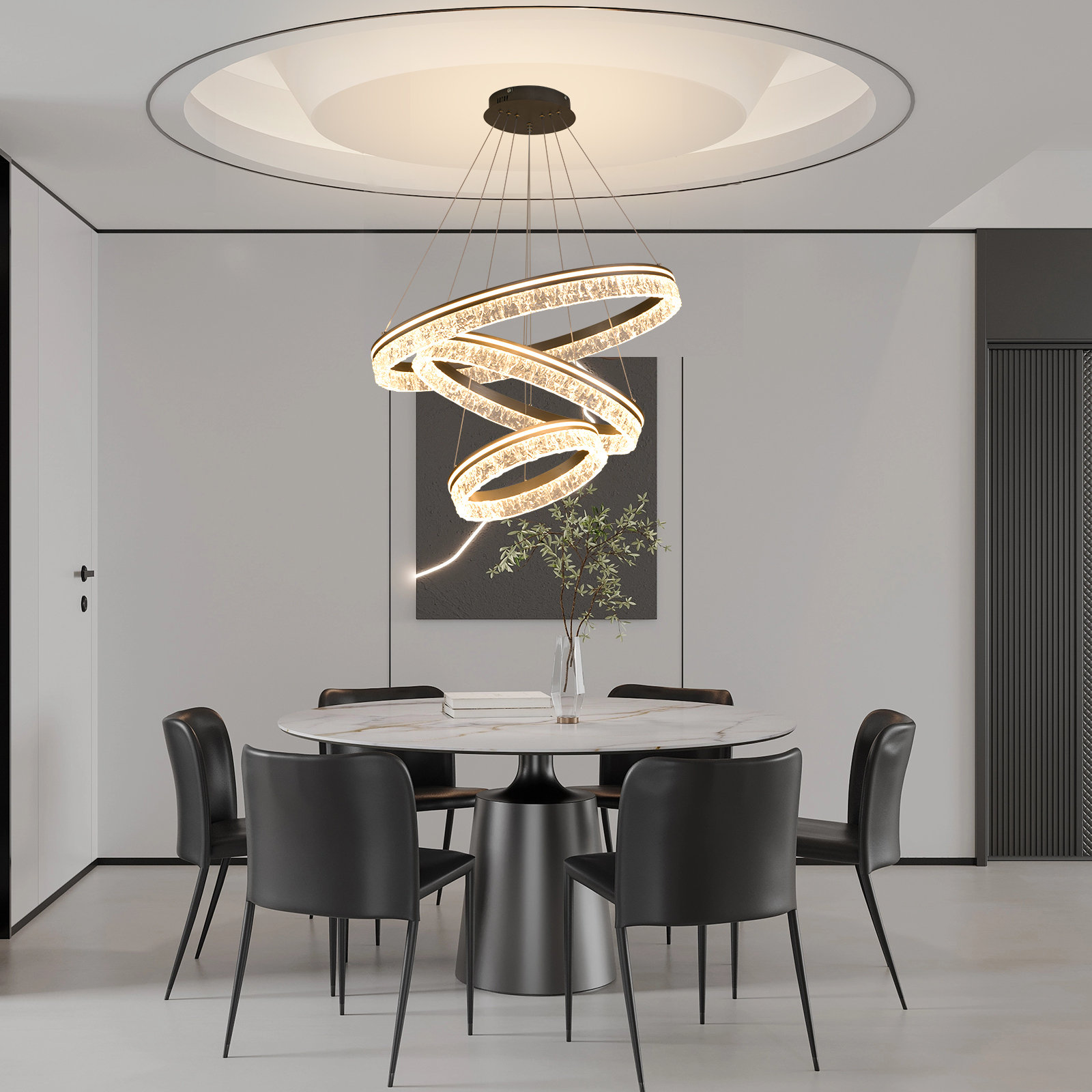 Mercer41 3 Ring Chandelier Modern Led Pendant Lights Dimmable With ...