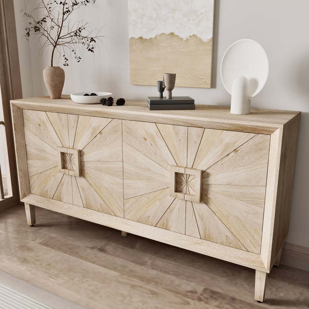 One Allium Way 60" Premium Rustic American Farmhouse Credenza in ...