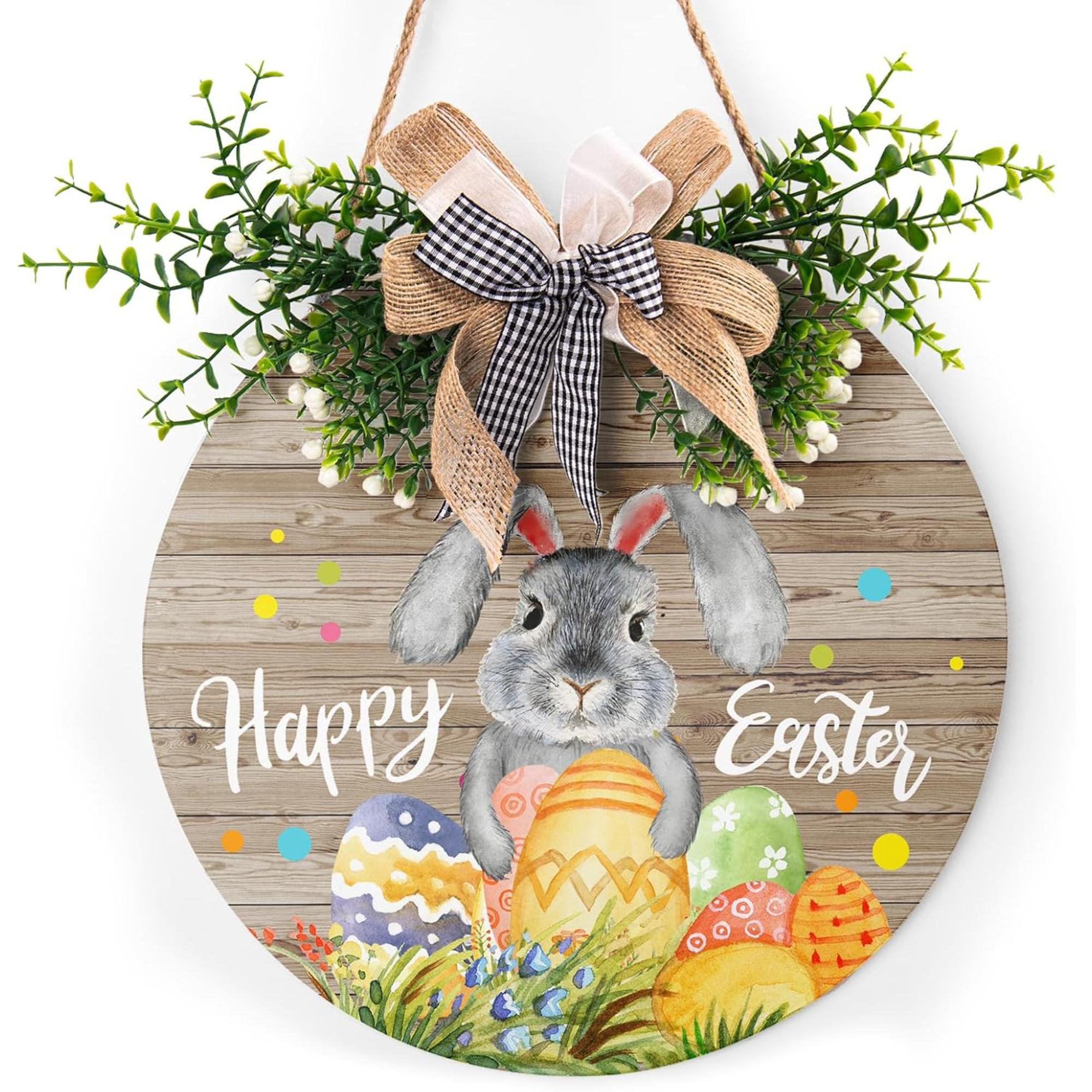 The Holiday Aisle® Happy Easter Wooden Hanging Sign Easter Welcome ...