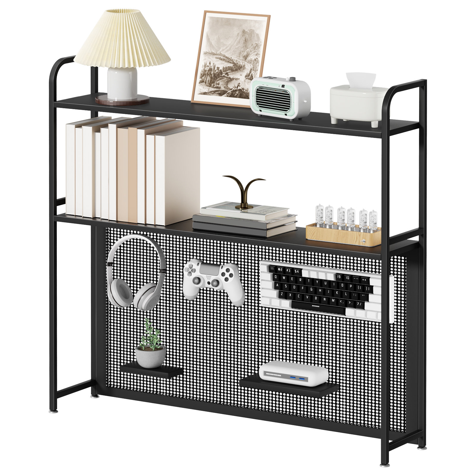Latitude Run® 2-Tiers Desktop Shelf Organizer, Above Desk Book Shelves ...