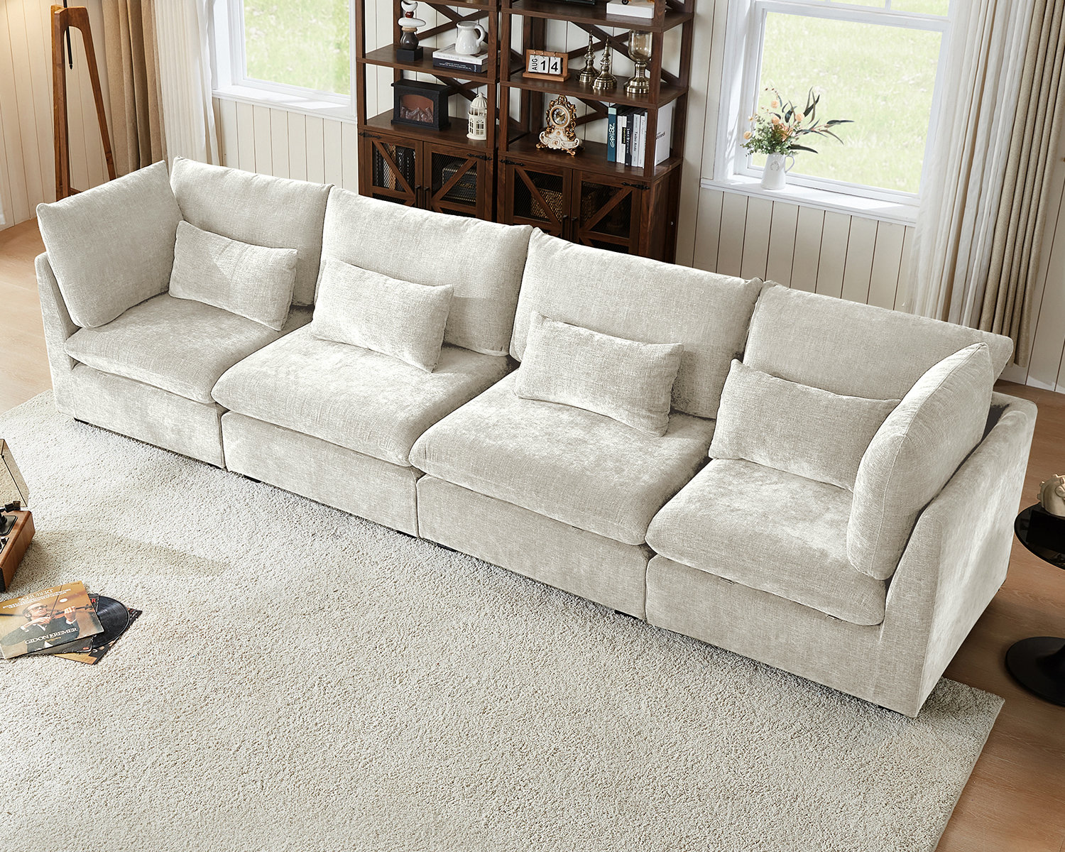 Latitude Run® 4 Seater Chenille Oversized Modular Sofa Extra Deep Cloud ...