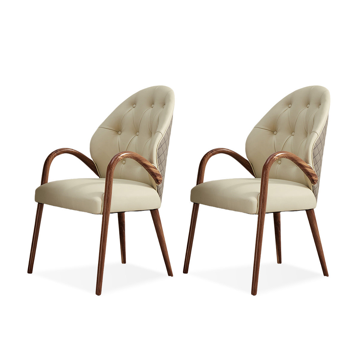 Decordreamss 24.41" Nut-brown Solid back arm Chair(Set of 2) | Wayfair