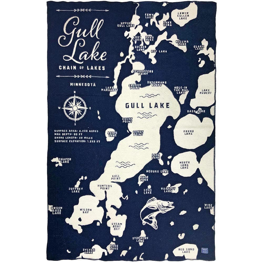 Faribault Mill Lake and City Maps Gull Lake Wool Throw Blanket | Wayfair