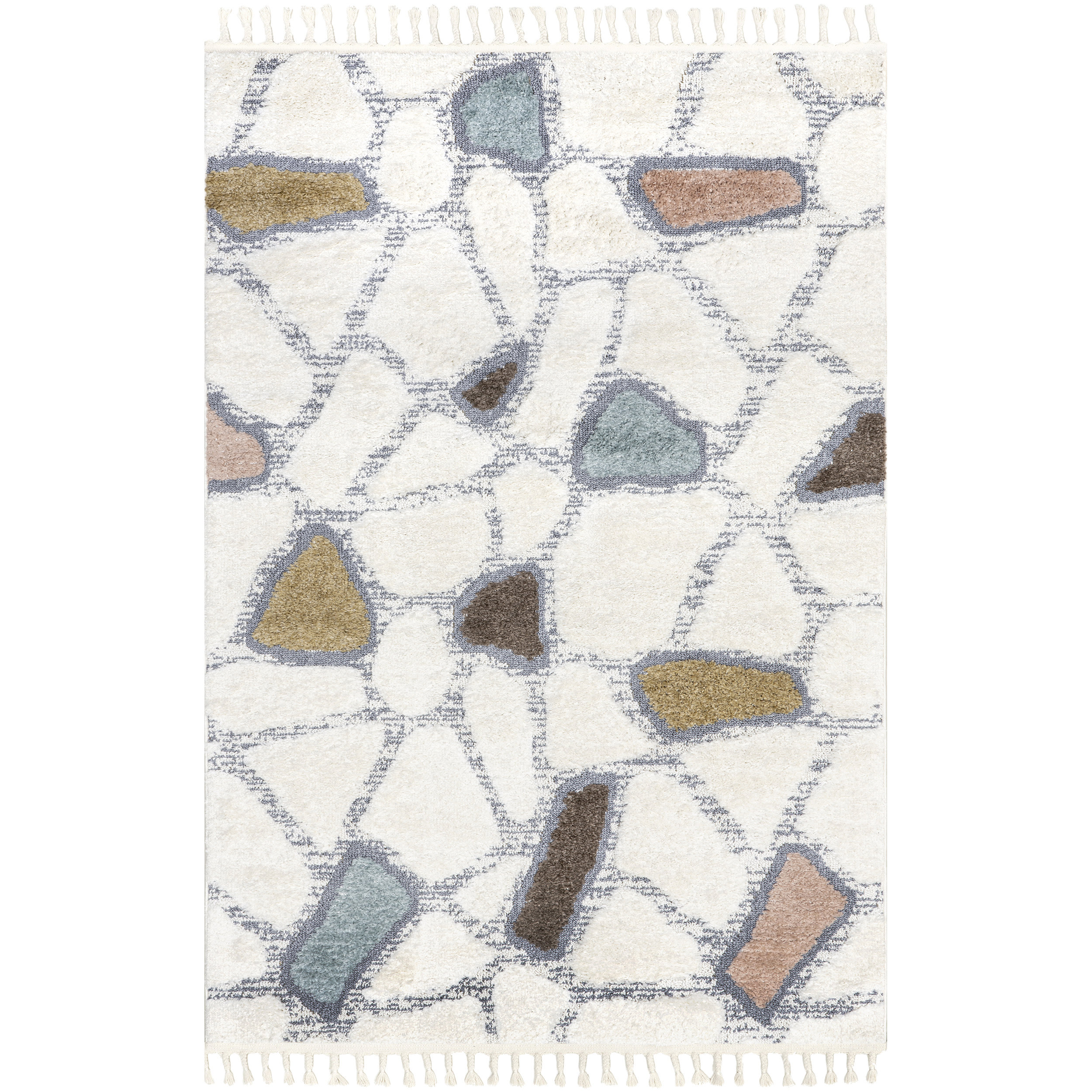 Orren Ellis Zende Colorful Stones Kids Tassel Area Rug | Wayfair