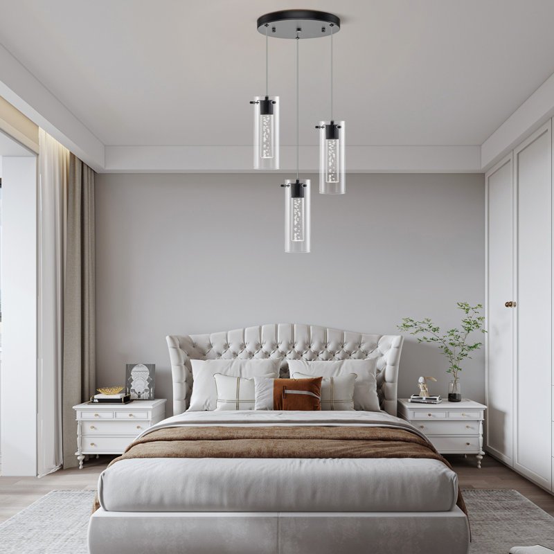 Wrought Studio™ Javanta 3 - Light Matte Black LED Cluster Pendant | Wayfair