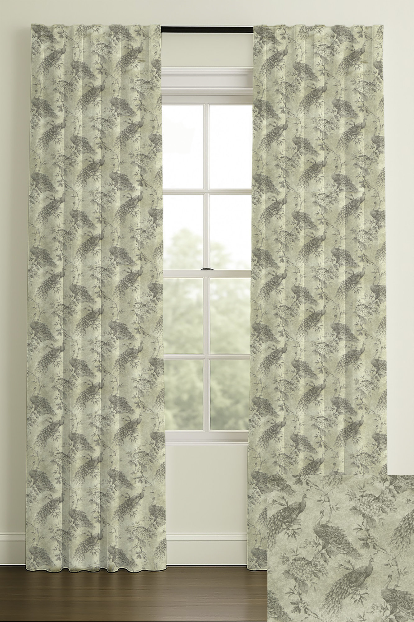 Birch Lane™ 96" Rod Pocket/Back Tab Double Lining Jacquard Morris Grey ...