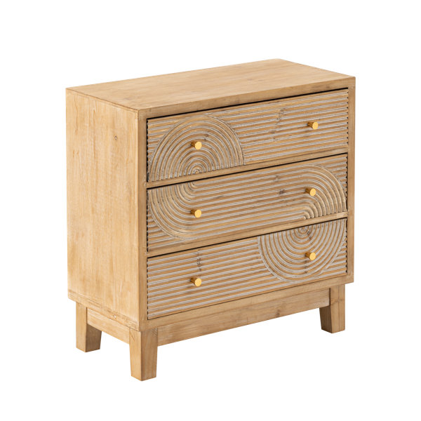 Loon Peak® Fayola Rustic Farmhouse Three Drawer Dresser, Mid Century 3 ...
