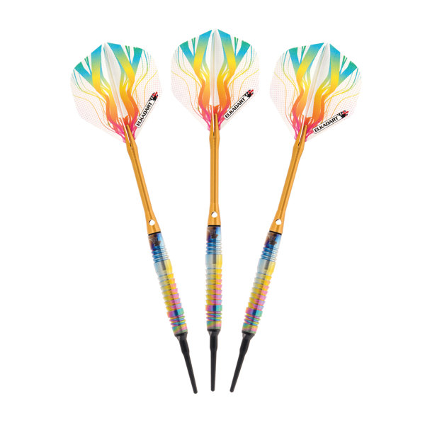 Elkadart Rainbow 90% Tungsten Soft Tip Darts Multi Colour Titanium ...