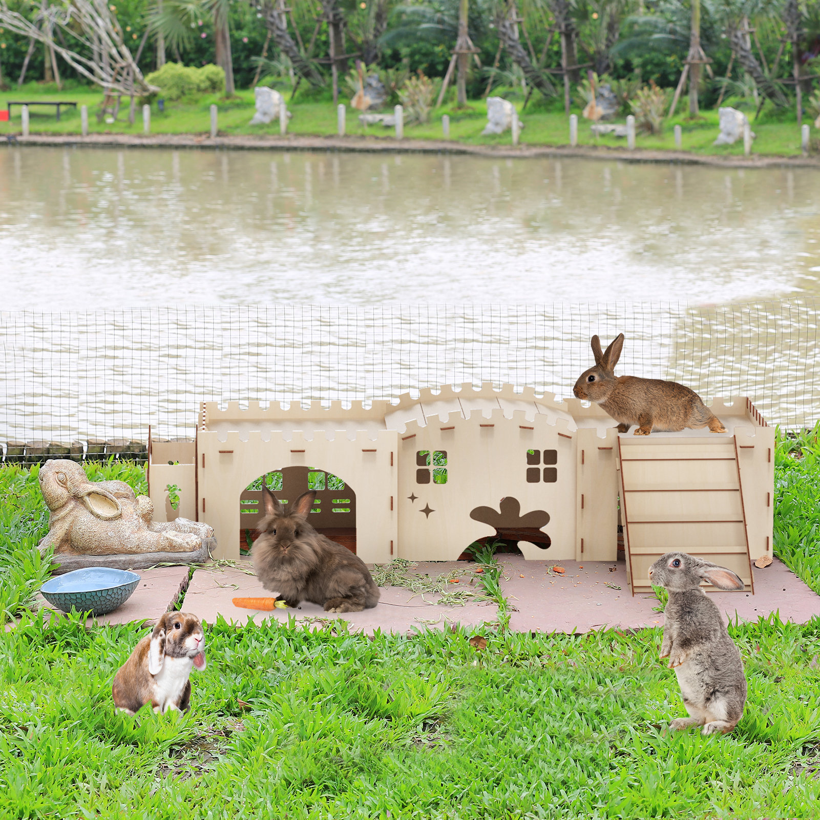Tucker Murphy Pet™ Duggans 3 Houses Rabbit House Portable Small Animal ...