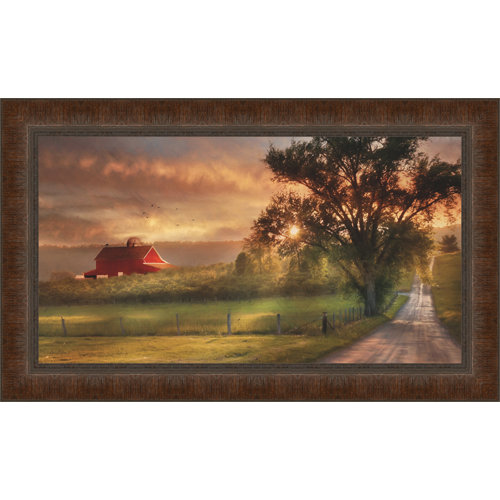 August Grove® Country Lane Sunset Framed On Paper Print & Reviews | Wayfair