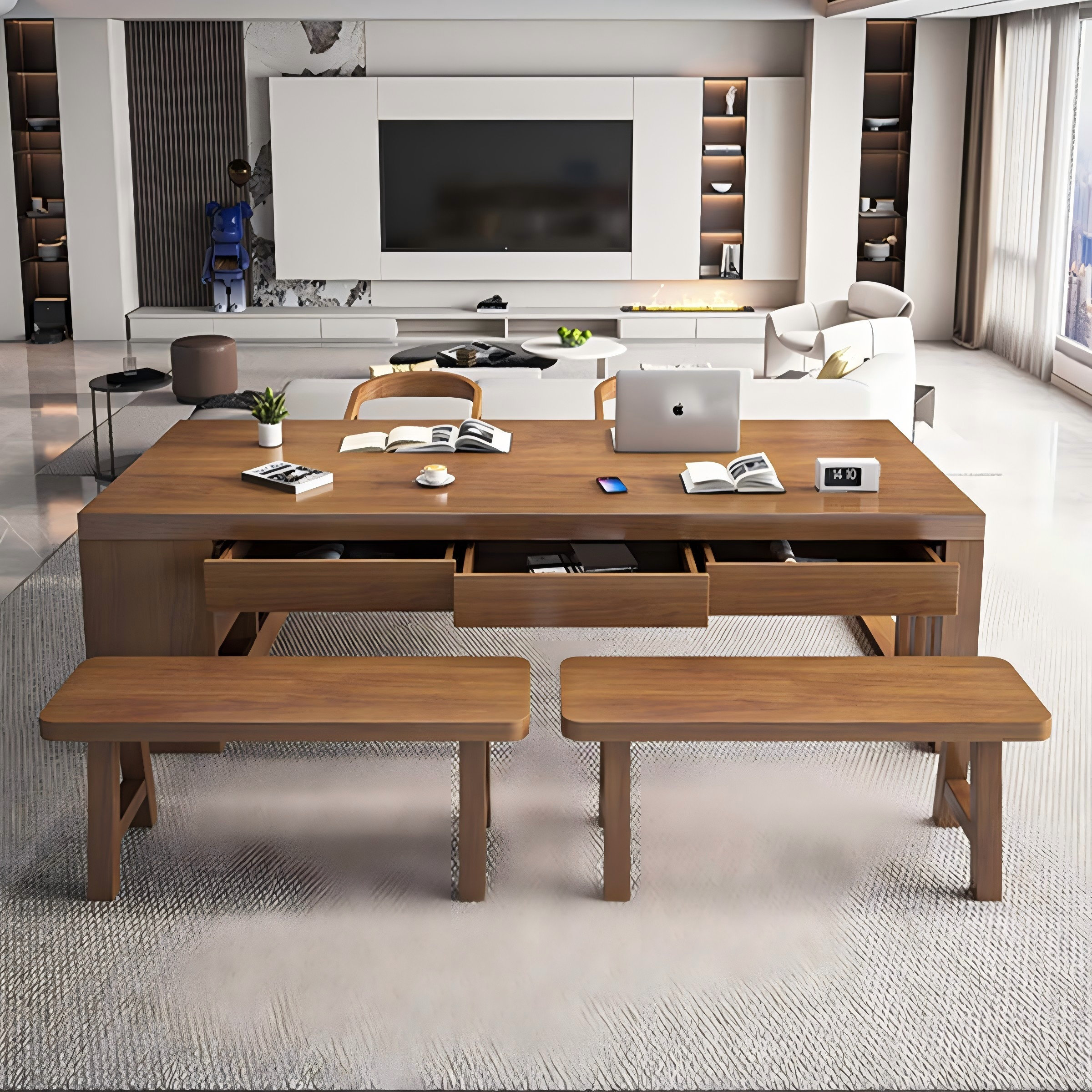 Millwood Pines Modern Minimalist Solid Wood Rectangular Conference ...
