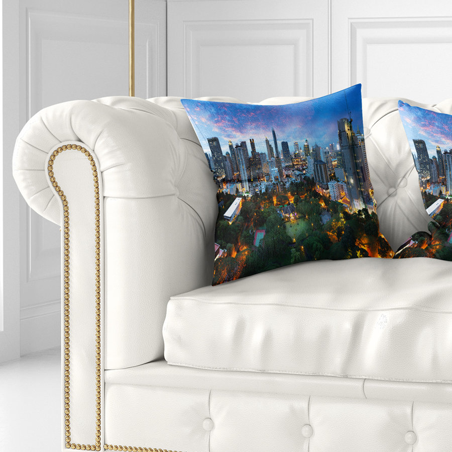 Design Art Bangkok City Skyline - Cityscape Printed Pillow | Wayfair