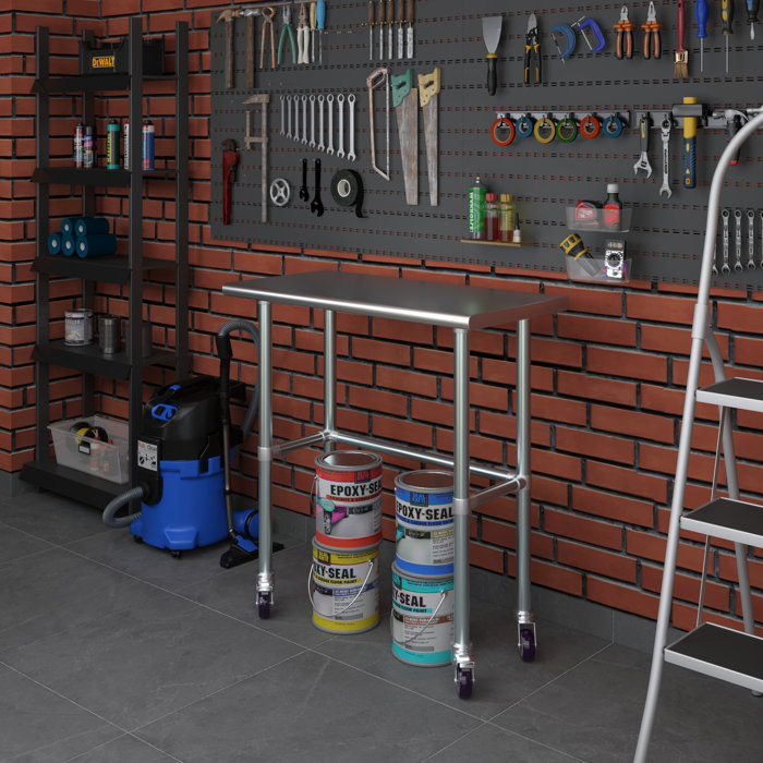 Amgood Stainless Steel Open Base Work Table with Wheels & Reviews | Wayfair