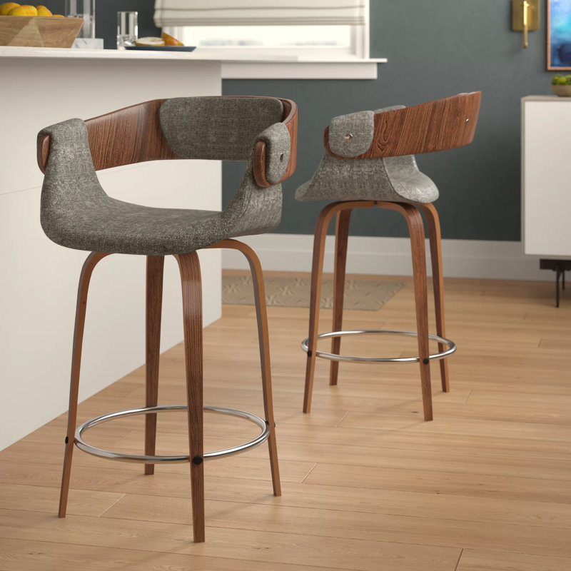 Wade Logan® Boulemane Swivel Upholstered Counter Stool & Reviews | Wayfair
