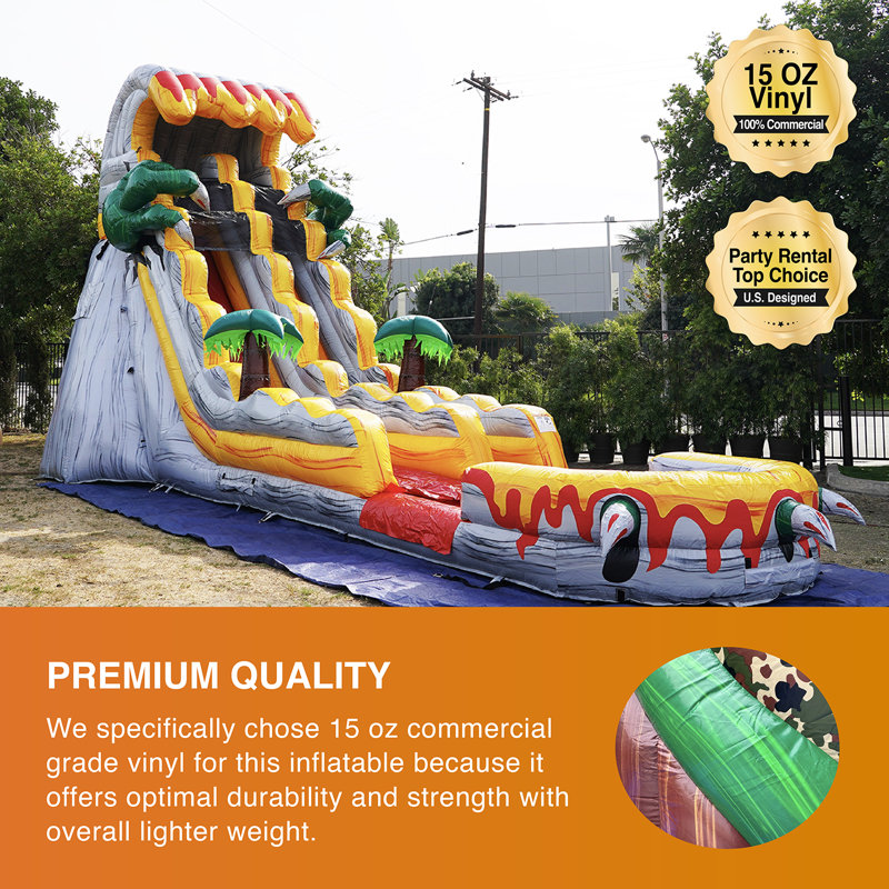 JumpOrange 19 FT T-Rex Dinosaur Commercial Grade Water Slide with Pool ...