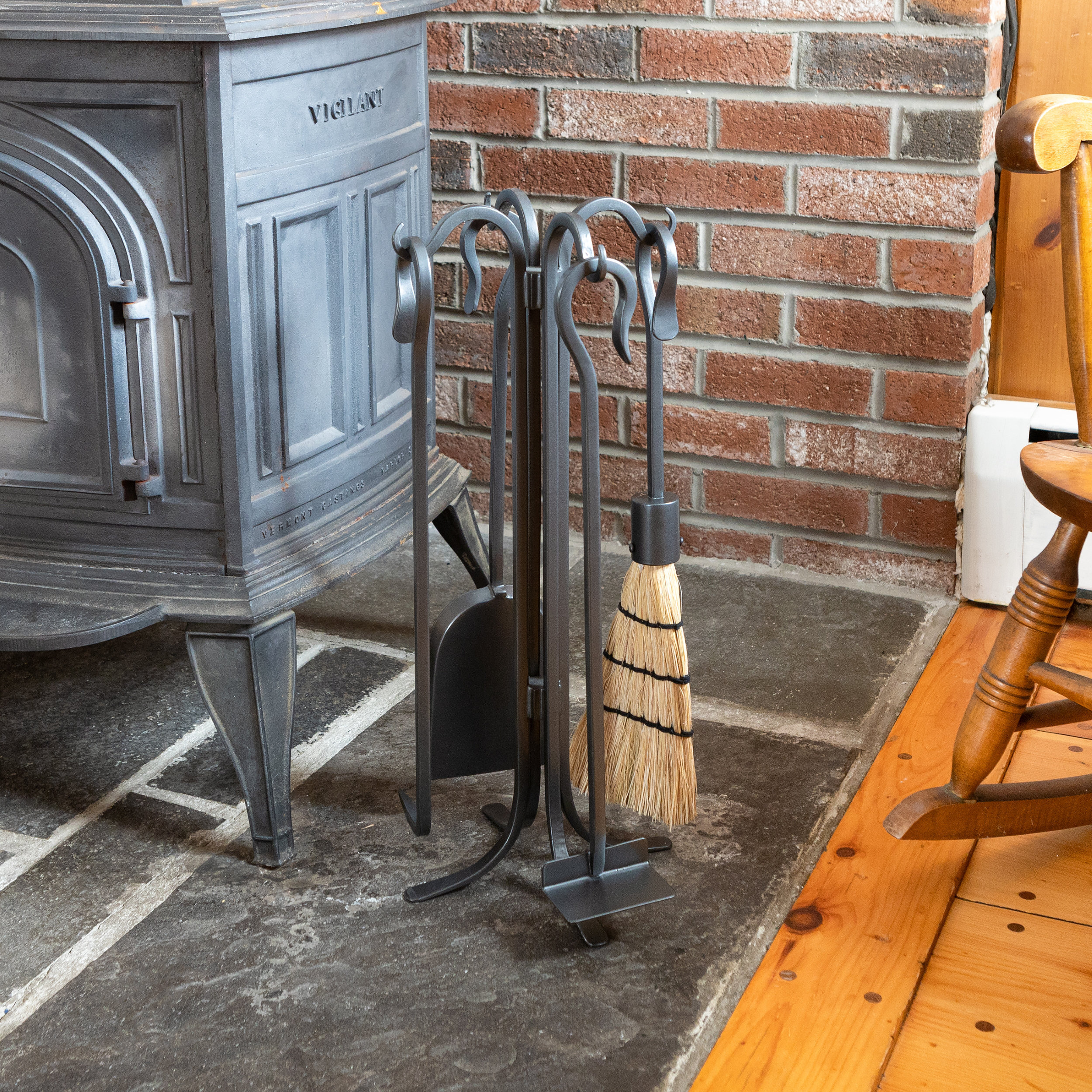 Loon Peak Donnan 4 Piece Wrought Iron Fireplace Tool Set & Reviews ...