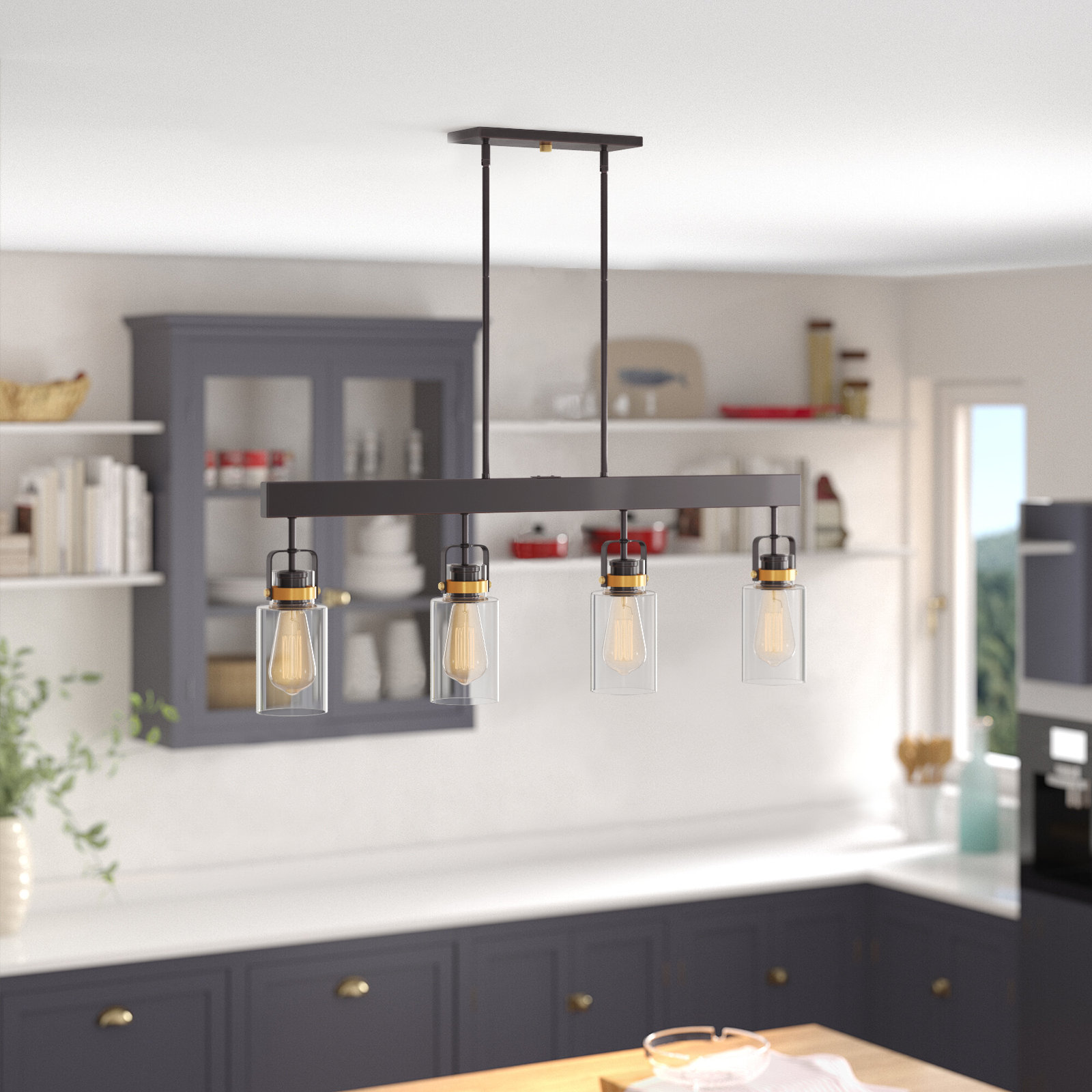Beachcrest Home Karthic 4-Light Kitchen Island Linear Pendant - Wayfair ...