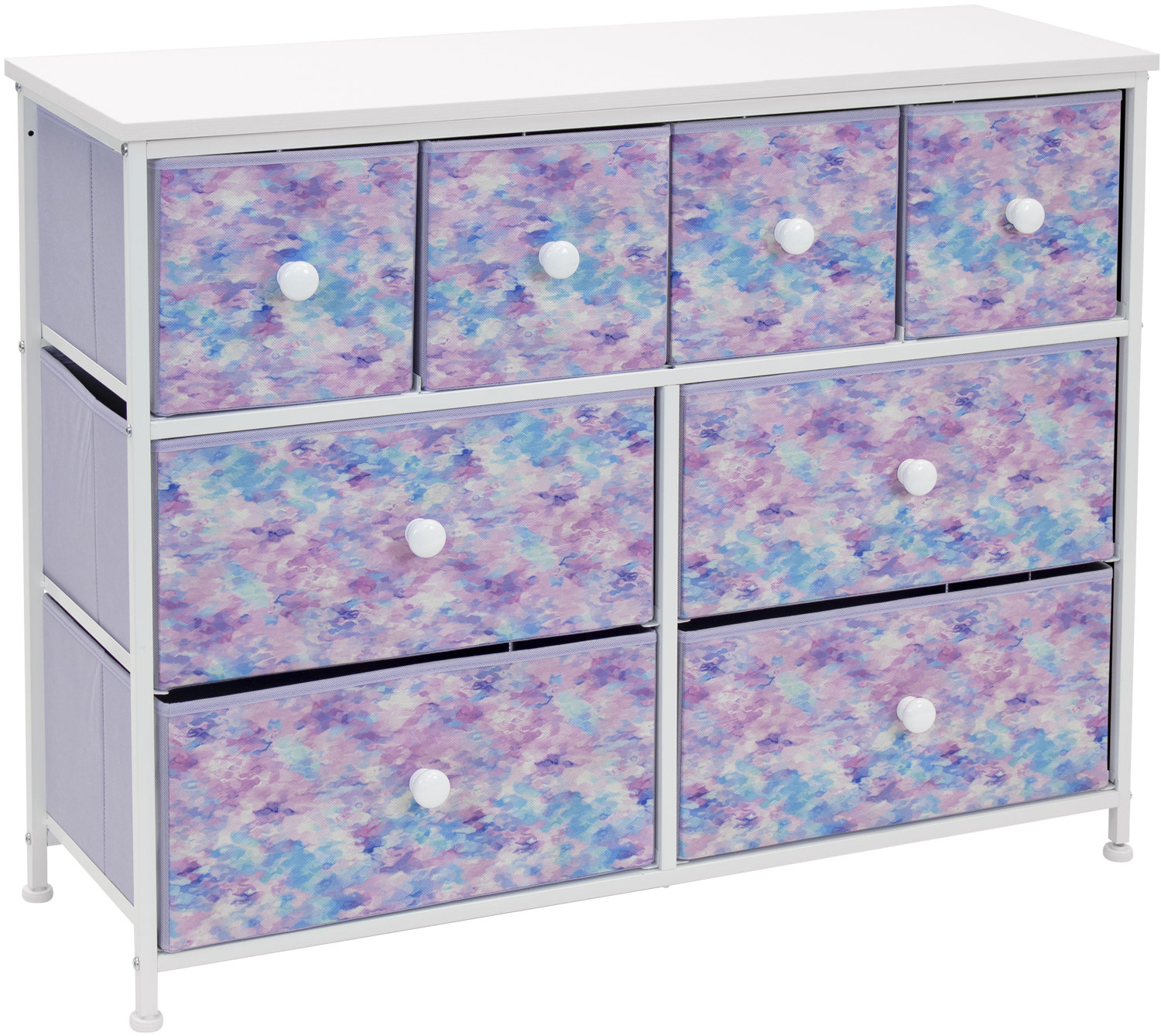 Sorbus 8 Drawers Chest Dresser with Knob Handle in Tie Dye Purple | Wayfair