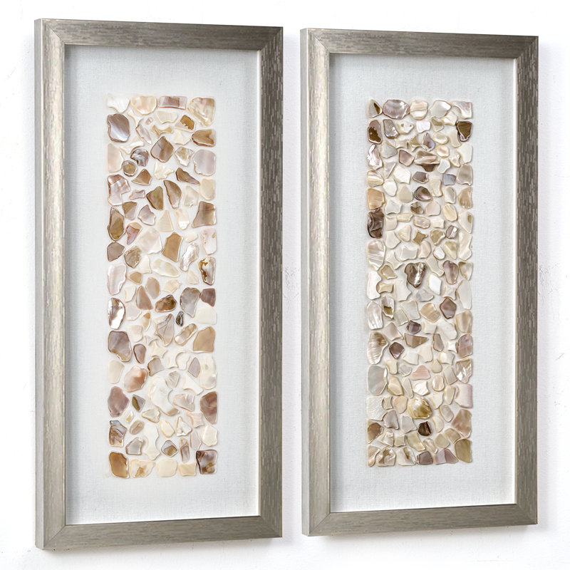 Rosecliff Heights Natural Seashell Mosaic 2-Piece Framed Wall Decor Set ...